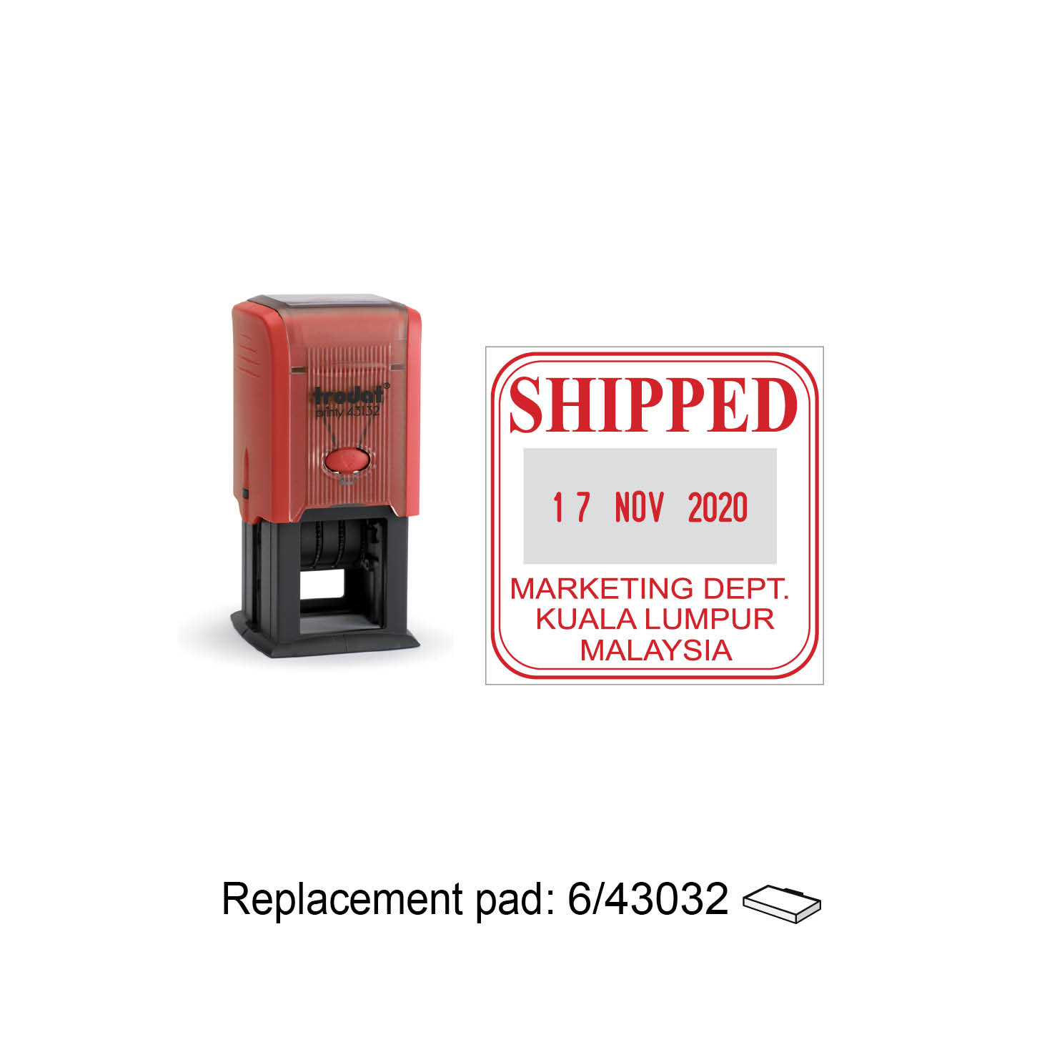 Self Inking Date Stamp 43132 32x32m