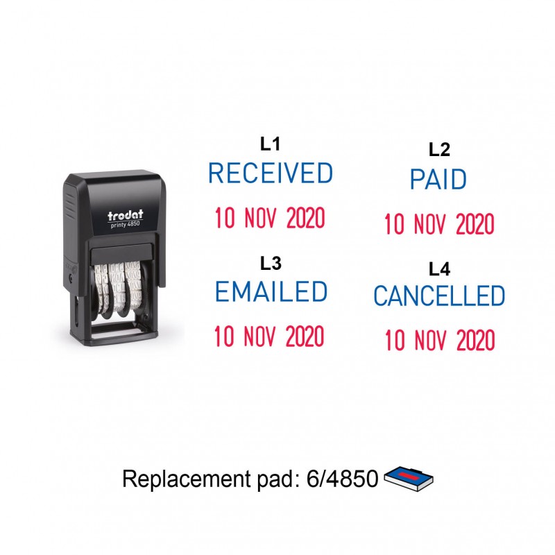 Self Inking Date Stamp 4850-L 25x5mm