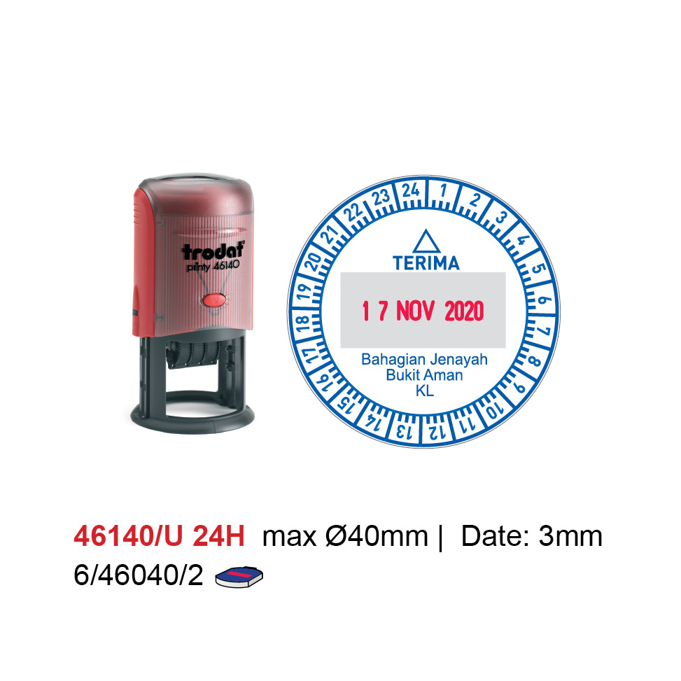 Self Inking Date Stamp 46140/U 24Hour 40mm