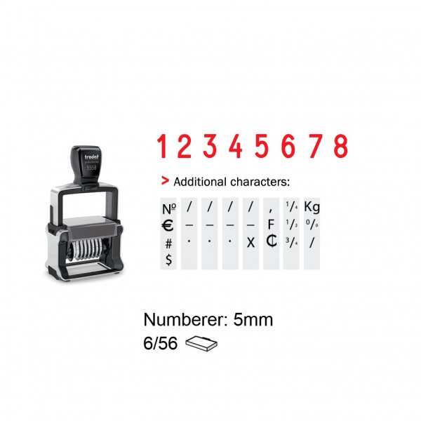 Heavy Duty Self Inking Numberer Stamp 8 Digit , 5558 , 5mm