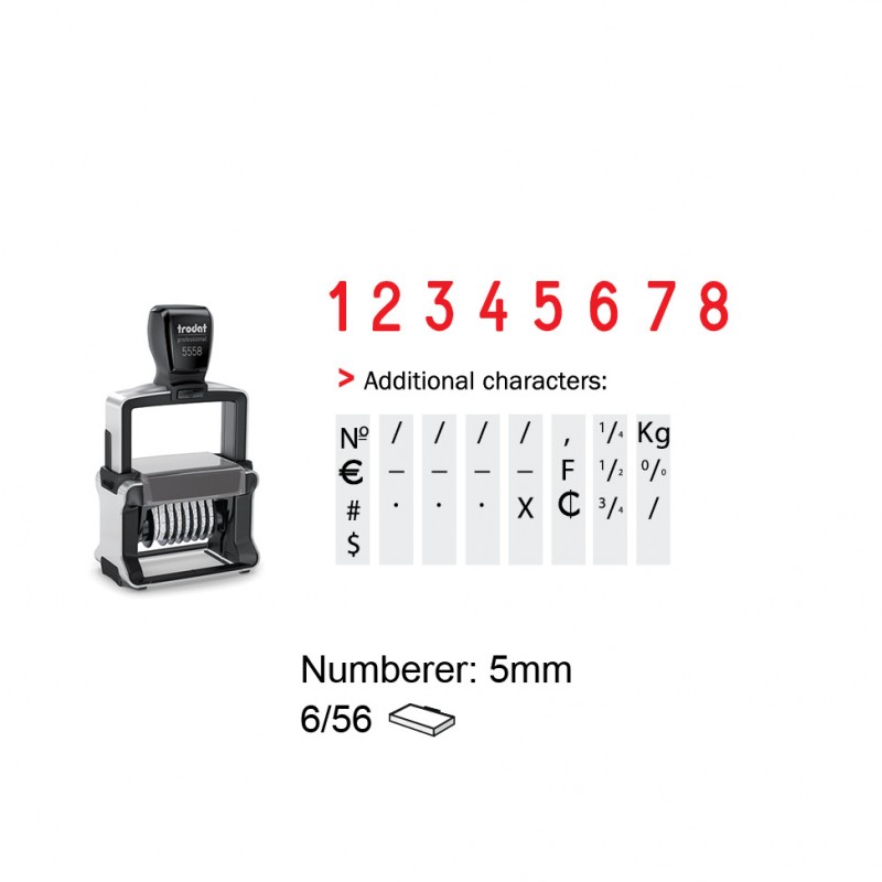 Heavy Duty Self Inking Numberer Stamp 8 Digit , 5558 , 5mm
